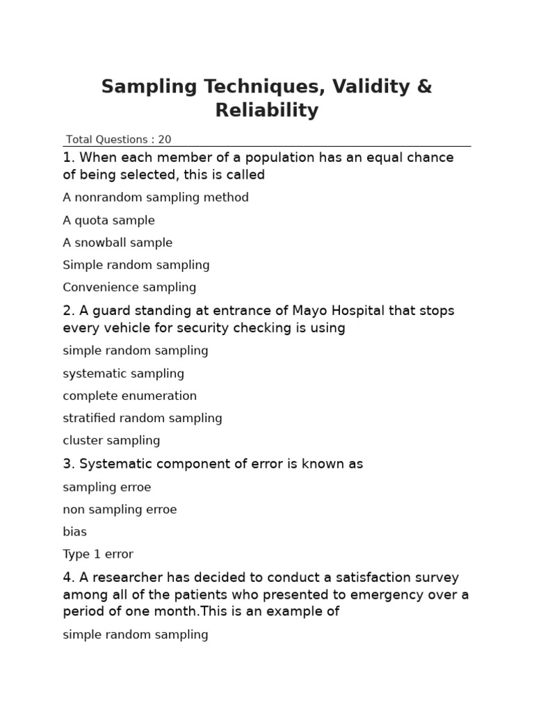 Sampling Techniques J Validity and Reliability | PDF