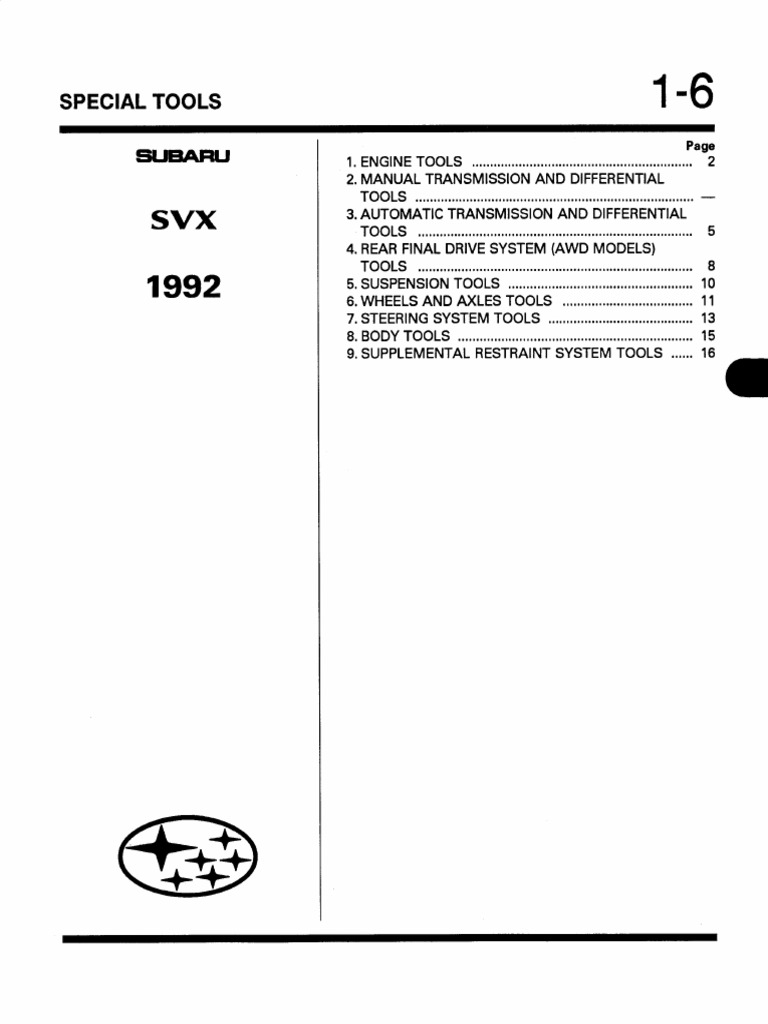 Subaru SVX Special Tools Guide | PDF | Axle | Vehicle Technology