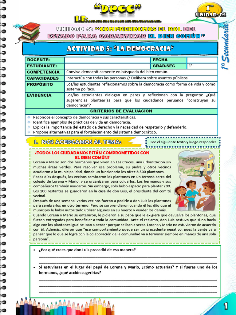 1° DPCC - Actv.05-Und.5 2023 | PDF