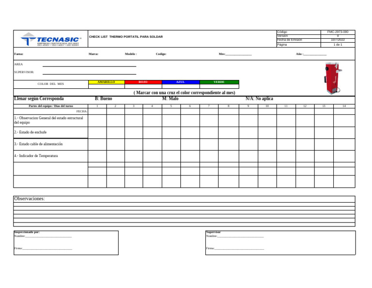 Check List Thermo Portatil para Soldar | PDF