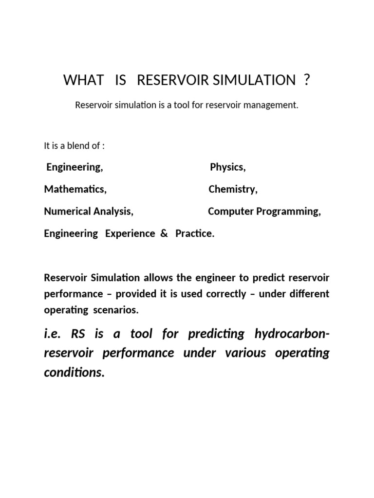 Lecture - 2 (040810) - WHAT IS RESERVOIR SIMULATION | PDF