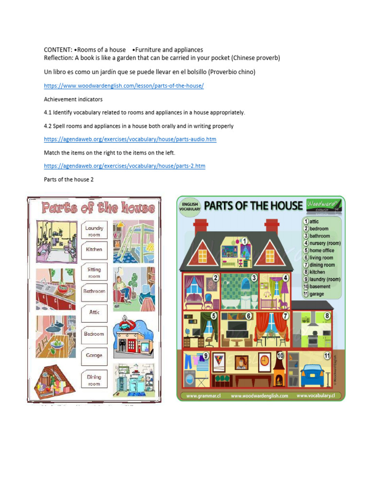 Rooms of A House - Furniture and Appliances | PDF