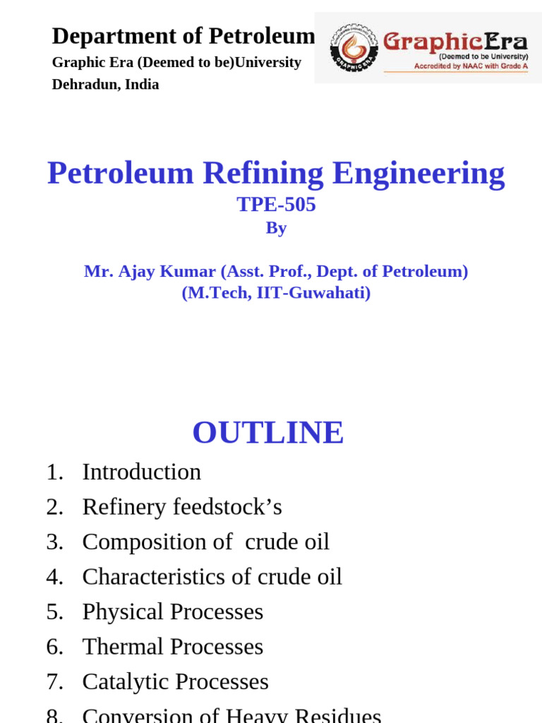 Petroleum Refining Engg. | PDF