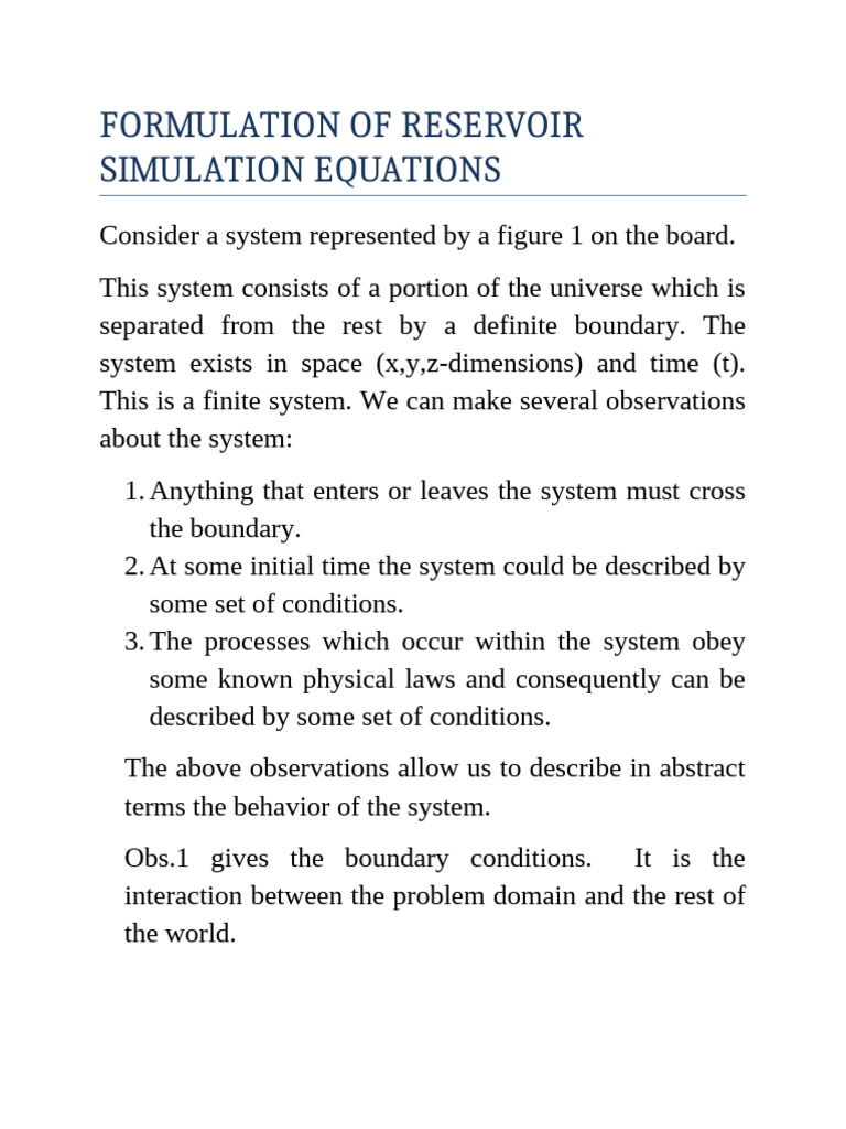 Lecture 5 130810 Formulation Of Reservoir Simulation Equations Pdf