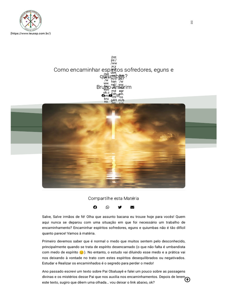 Como Encaminhar Espíritos Sofredores, Eguns e Quiumbas - TEUSSP | PDF