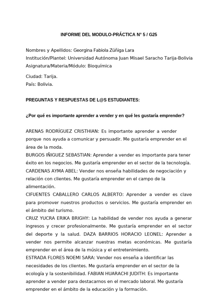 Informe Modulo-Práctico N°5 Docente Tutor G25. | PDF
