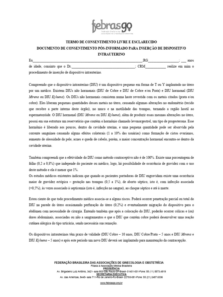Insero de Dispositivo Intrauterino | PDF