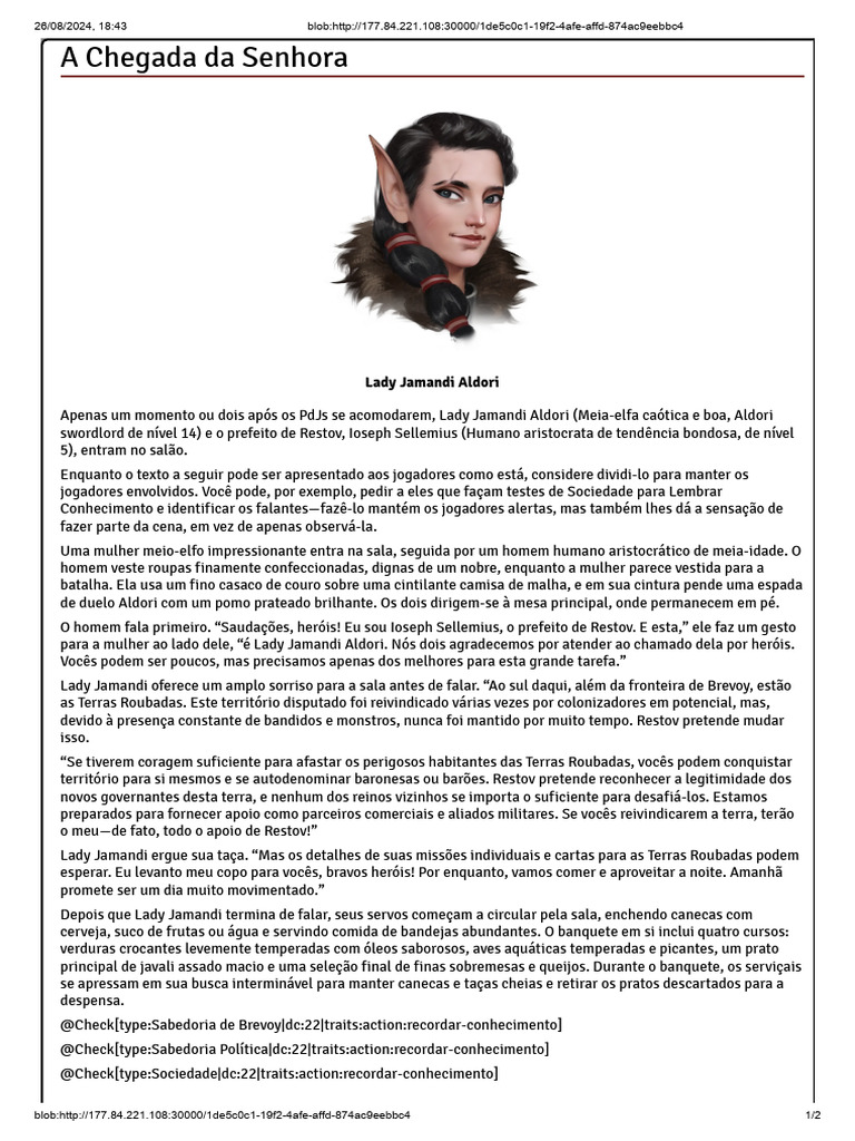 A Chegada Da Senhora: Lady Jamandi Aldori | PDF