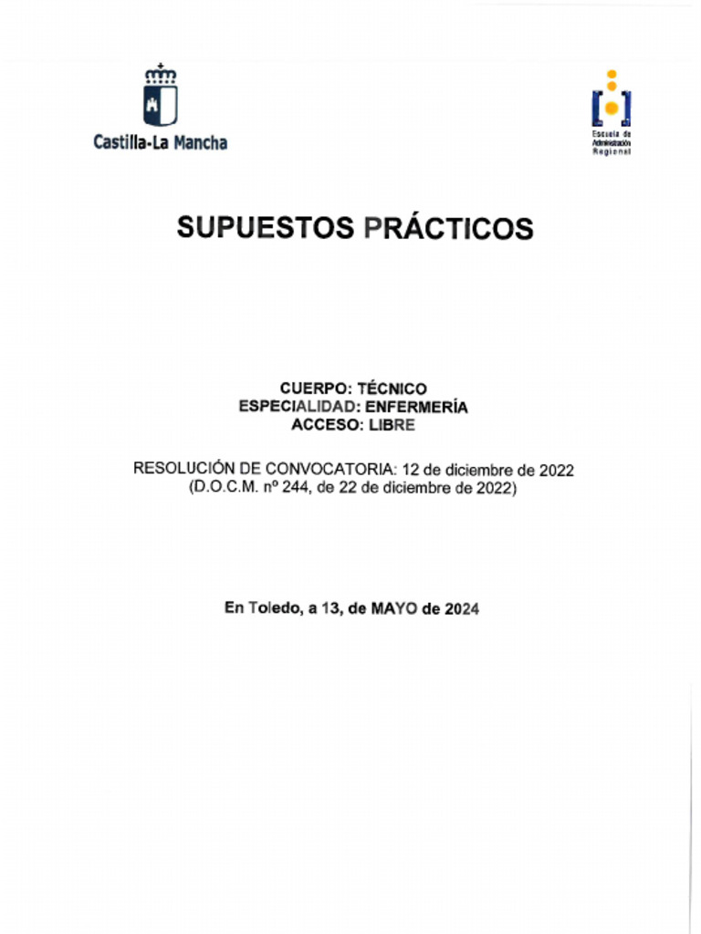 Supuestos Practicos 3a Prueba C.T. Enfermeria-Libre | PDF