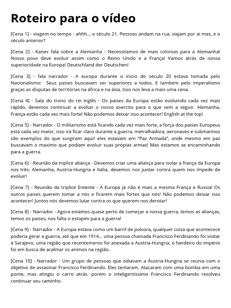 Roteiro para o Vídeo | PDF