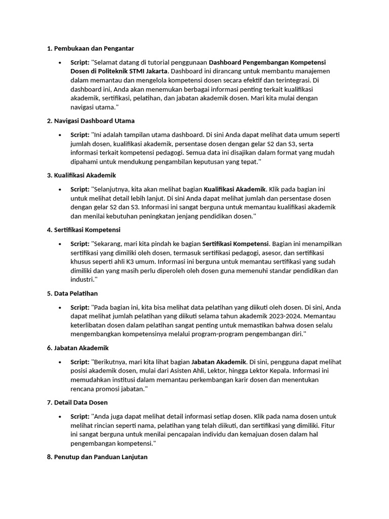Script Tutorial Dashboard | PDF