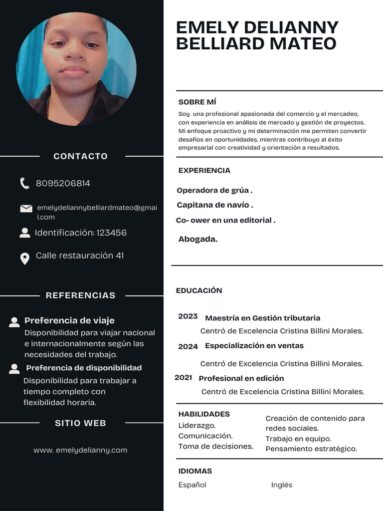 Hoja de Vida Administrador Sencillo Blanco y Negro - 20240320 - 233903 - 0000 | PDF