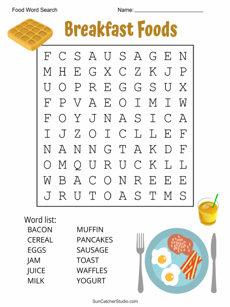 Breakfast Word Search Printable 2 | PDF