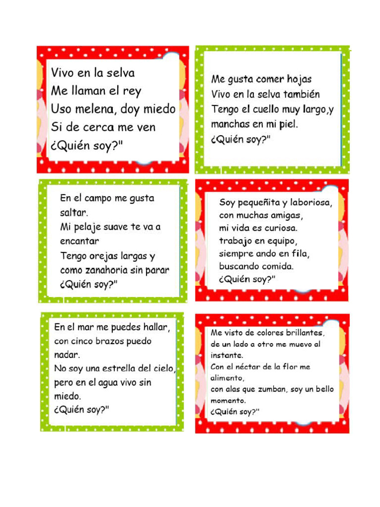 Adivina Adivinador - Animales | PDF