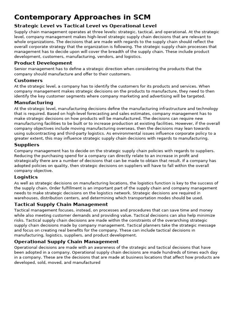 Contemporary Approaches in SCM 2 | PDF