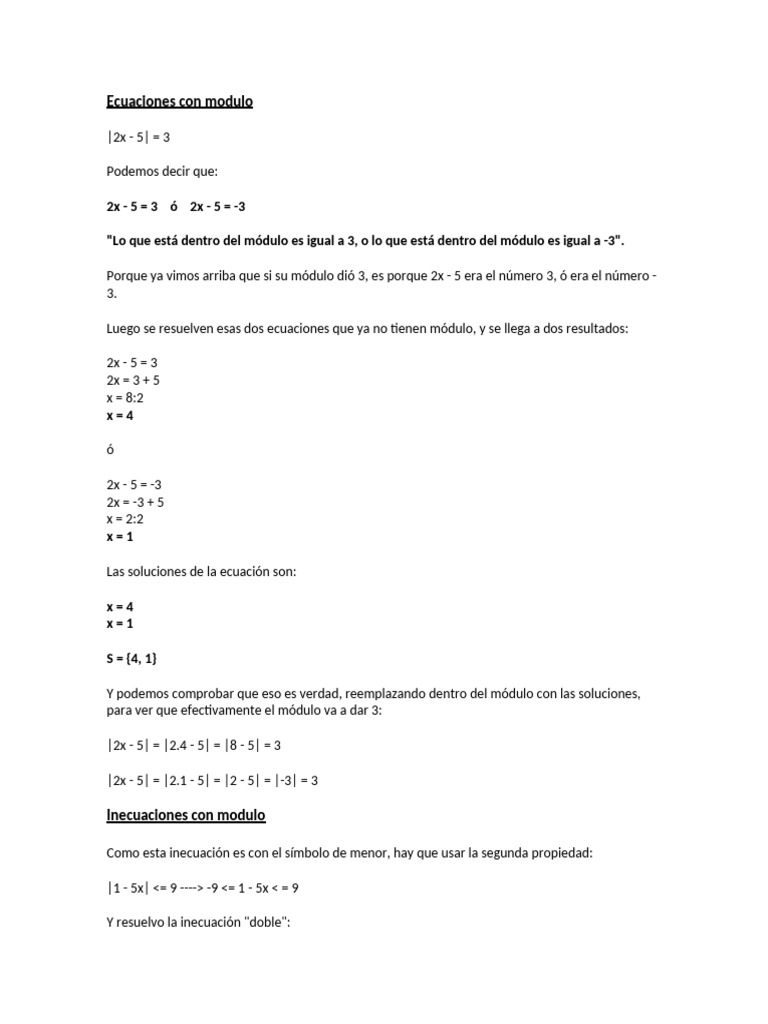 Ecuaciones e Inecuaciones Con Modulo | PDF