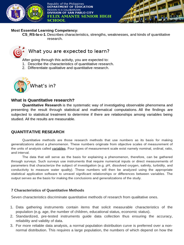 Lesson 1. Nature of Quantitative Research | PDF