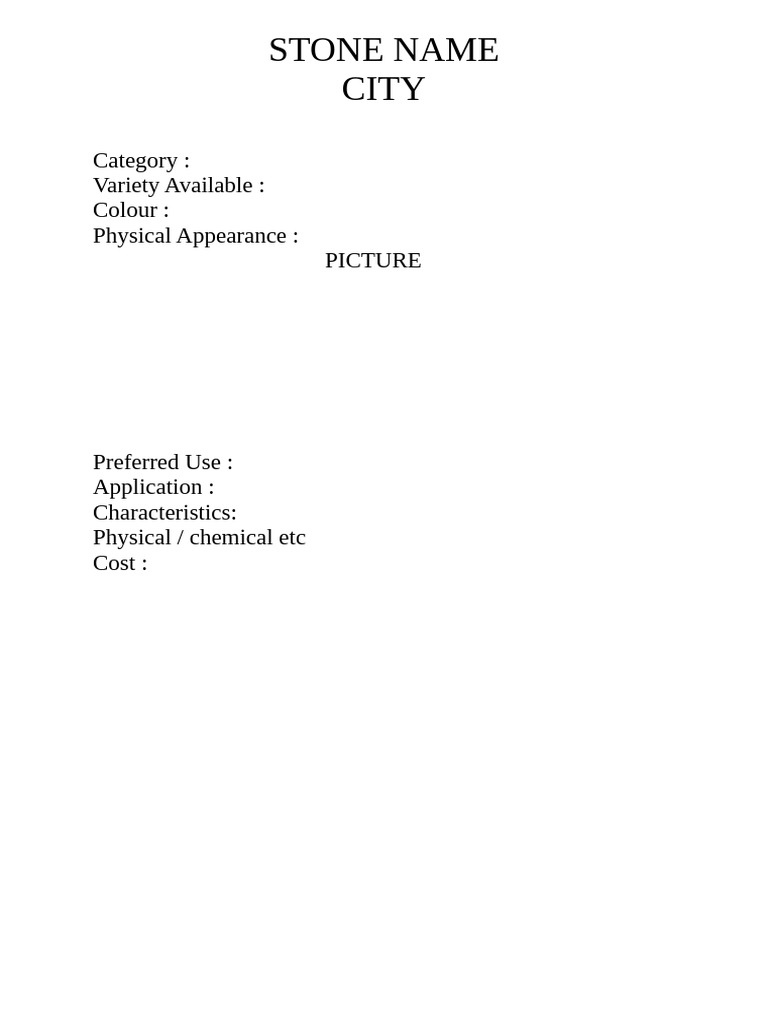 Stone Report Format | PDF