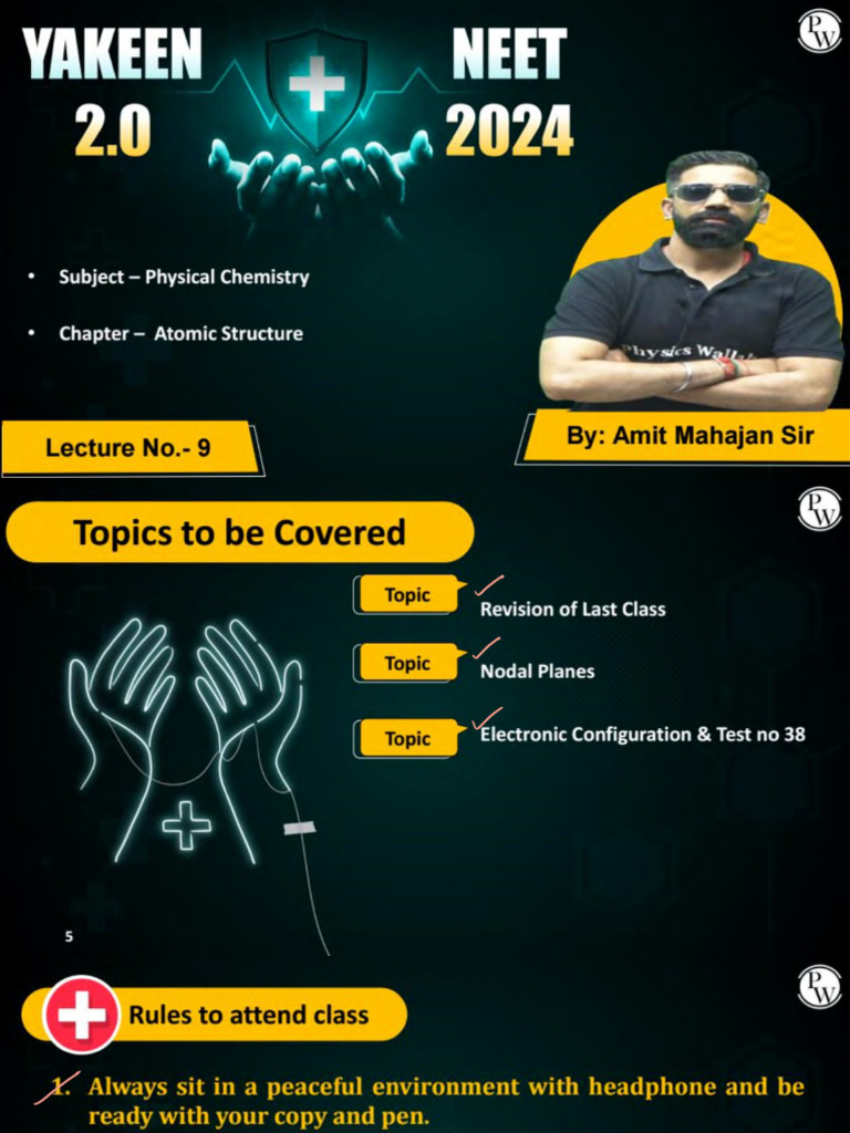 Atomic Structure 09 Class Notes Yakeen 2 0 2024 Legend | PDF
