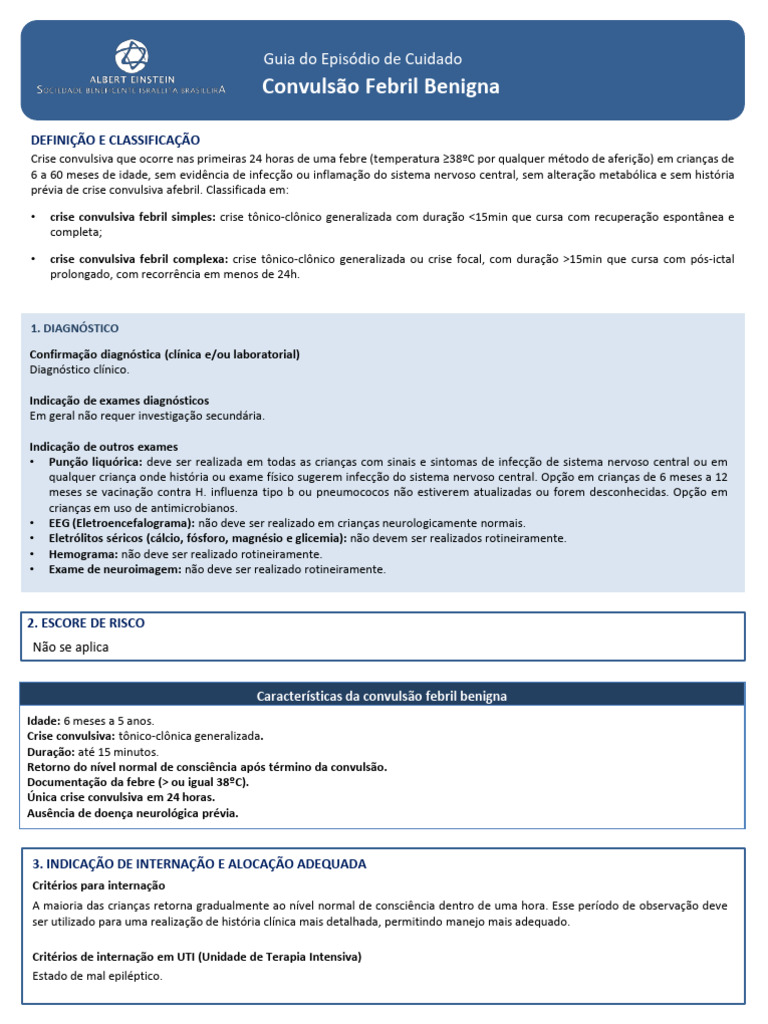 Guia Do Episódio de Cuidado - Convulsão Febril Benigna | PDF | Febre ...
