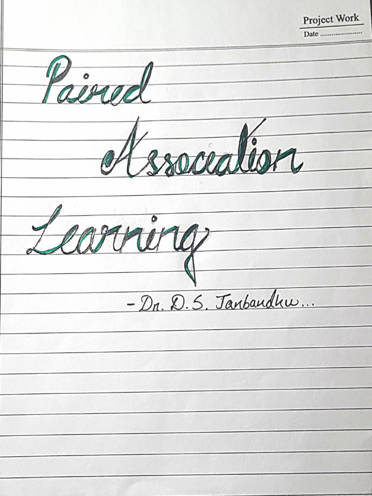 Paired Association Learning | PDF