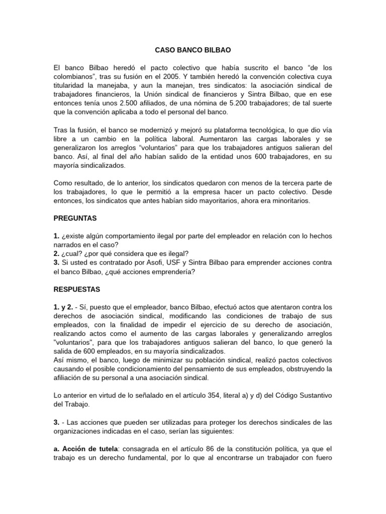 Caso Banco Bilbao | PDF