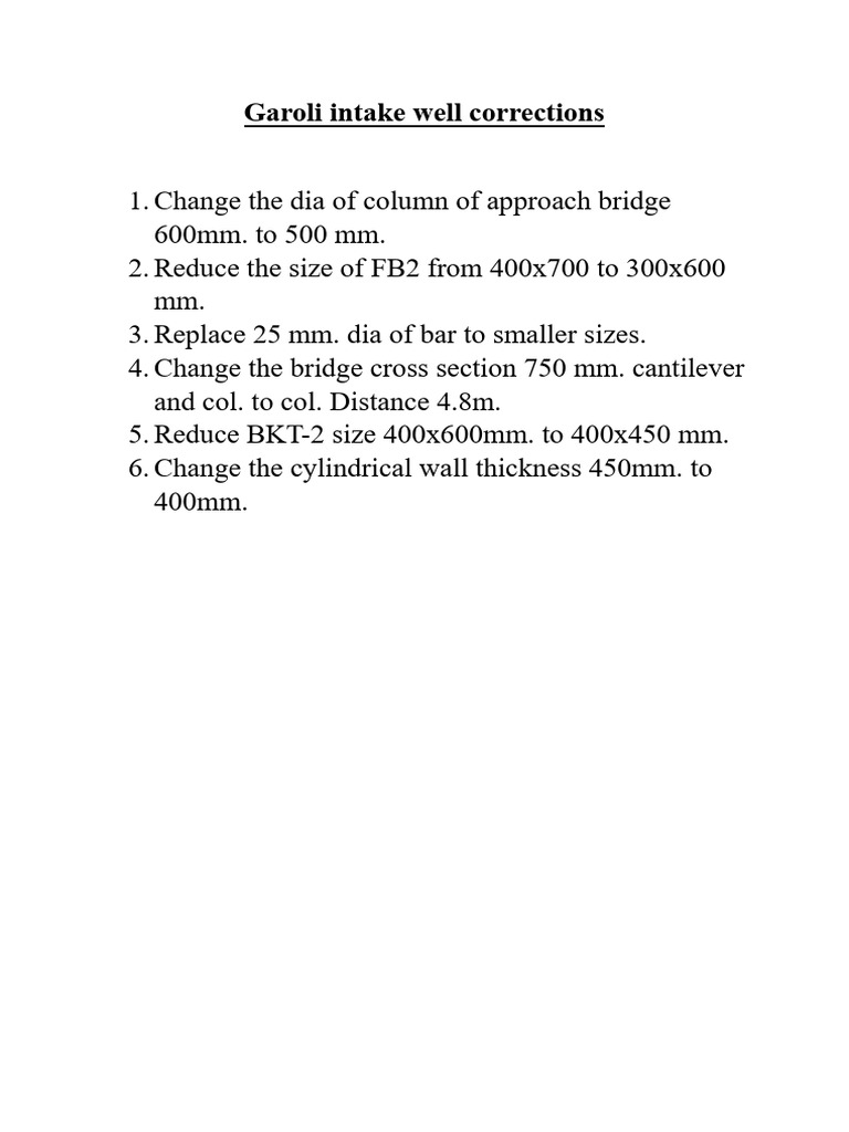 Garoli Intake Well Correction Points | PDF