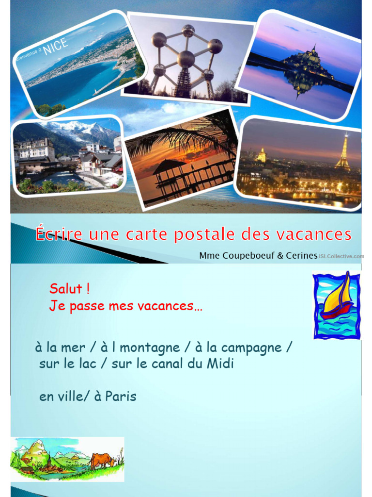 Écrire Une Carte Postale Des Vacances | PDF