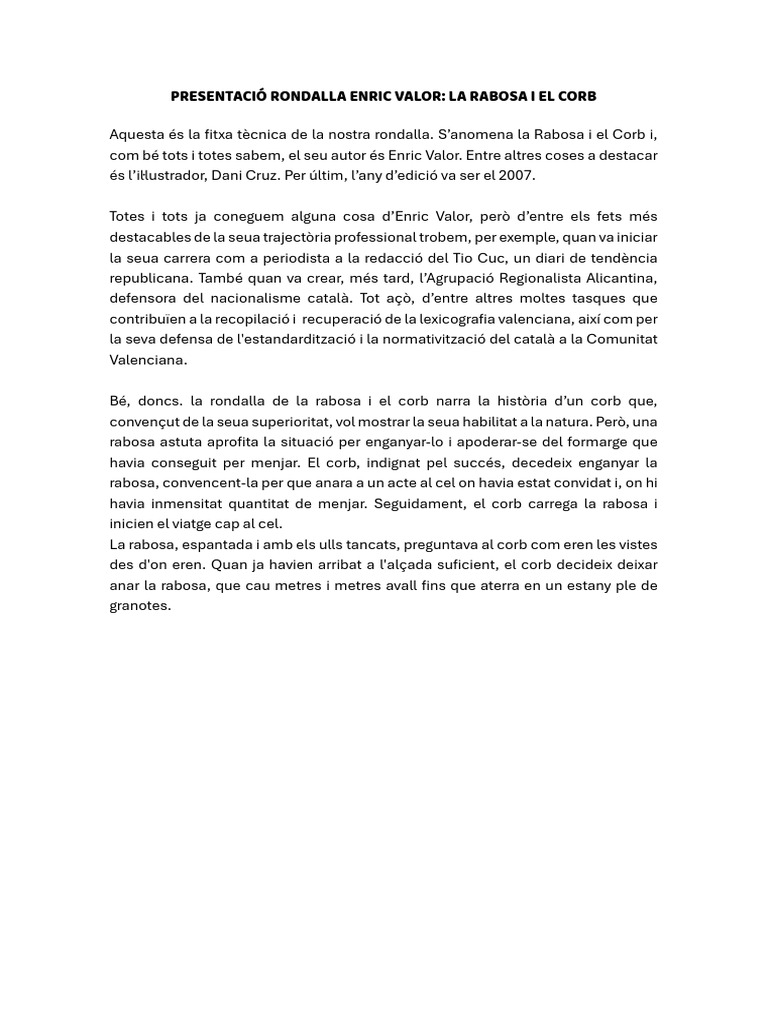 Presentació Rondalla Enric Valor | PDF