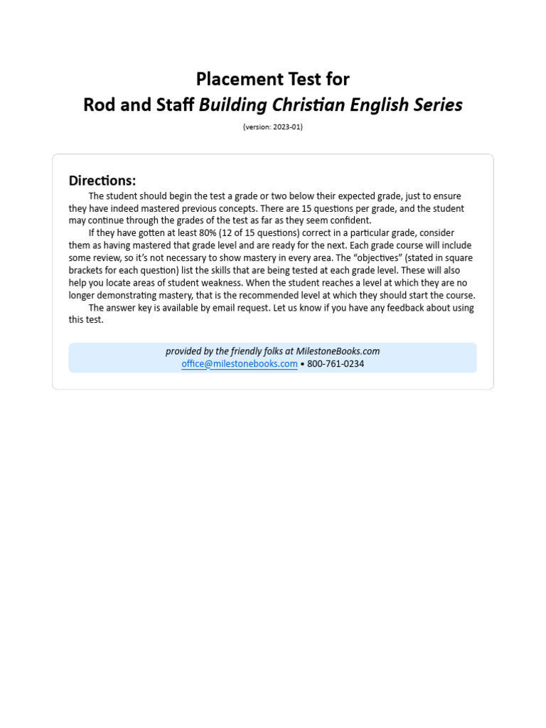 Placement - Test - English gr3-4 | PDF