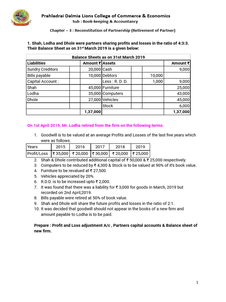 Retirement & Death of Partner Questions | PDF