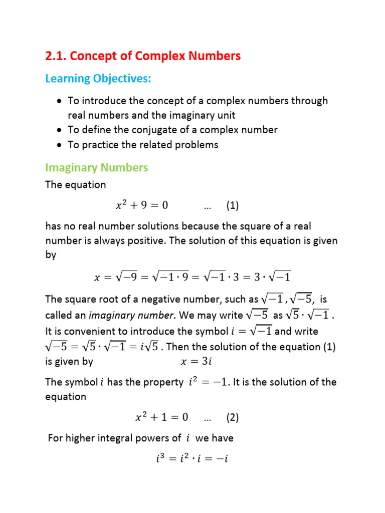 2-Unit Complex Numbers and Quadratic Equations | PDF