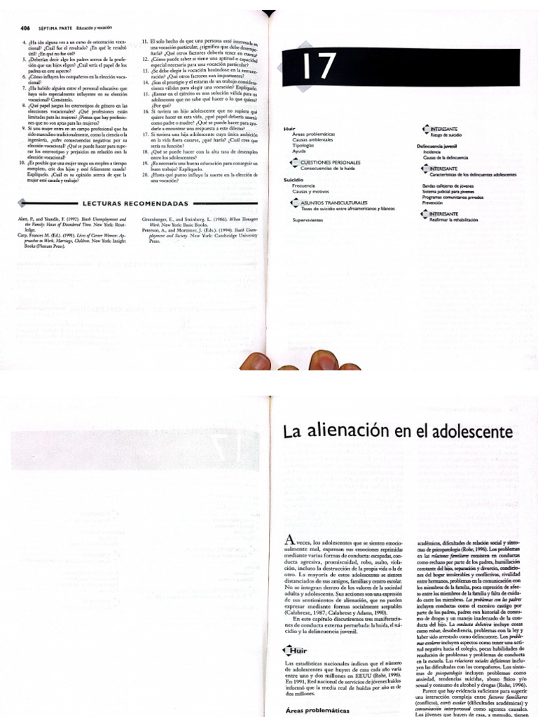 Prob. Psicosociales (F. Philip Rice, Adolescencia Cap 17 y 18) | PDF