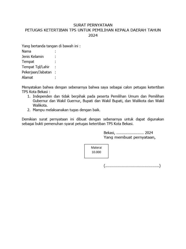 Persyaratan Keamanan TPS Pilkada 2024 | PDF