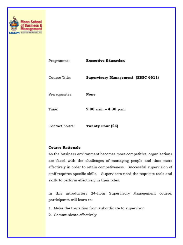 Supervisory Management - 0 | PDF