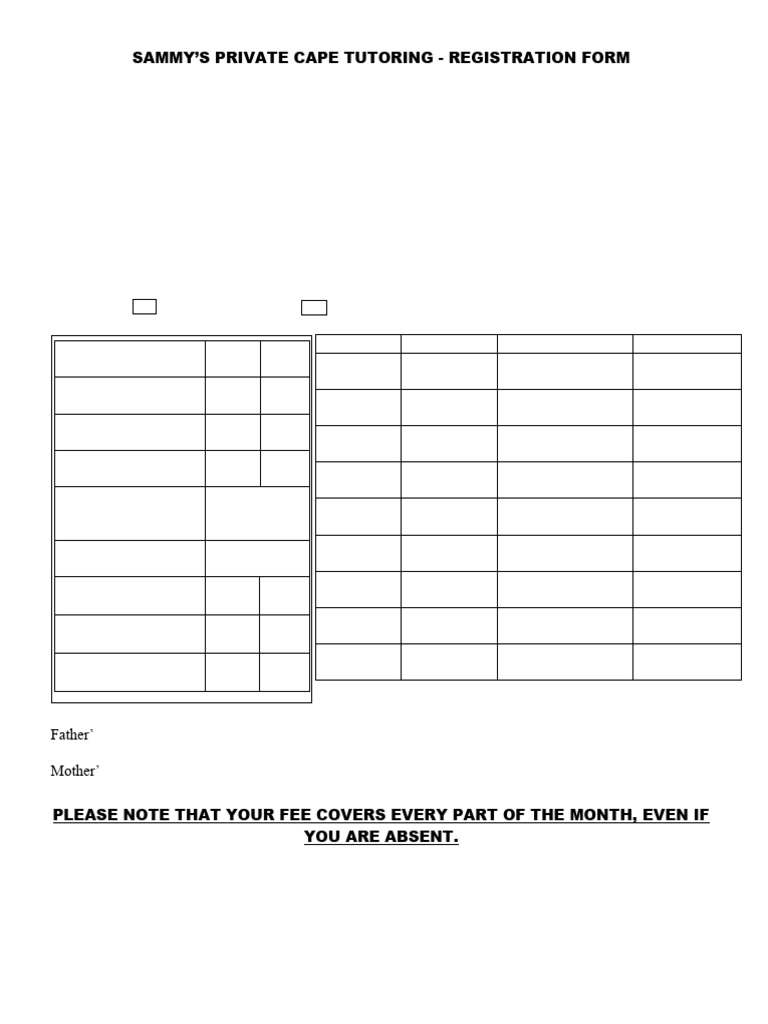 Lessons Application Form 2024-2025 | PDF