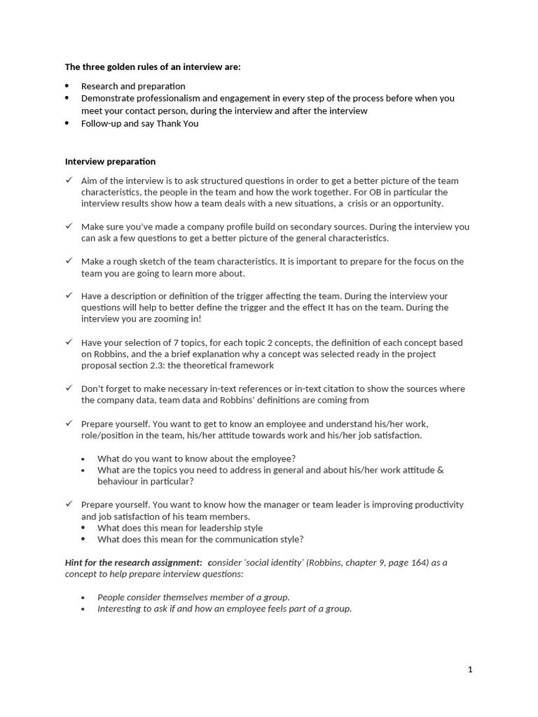 Interview Preparation + Protocols | PDF