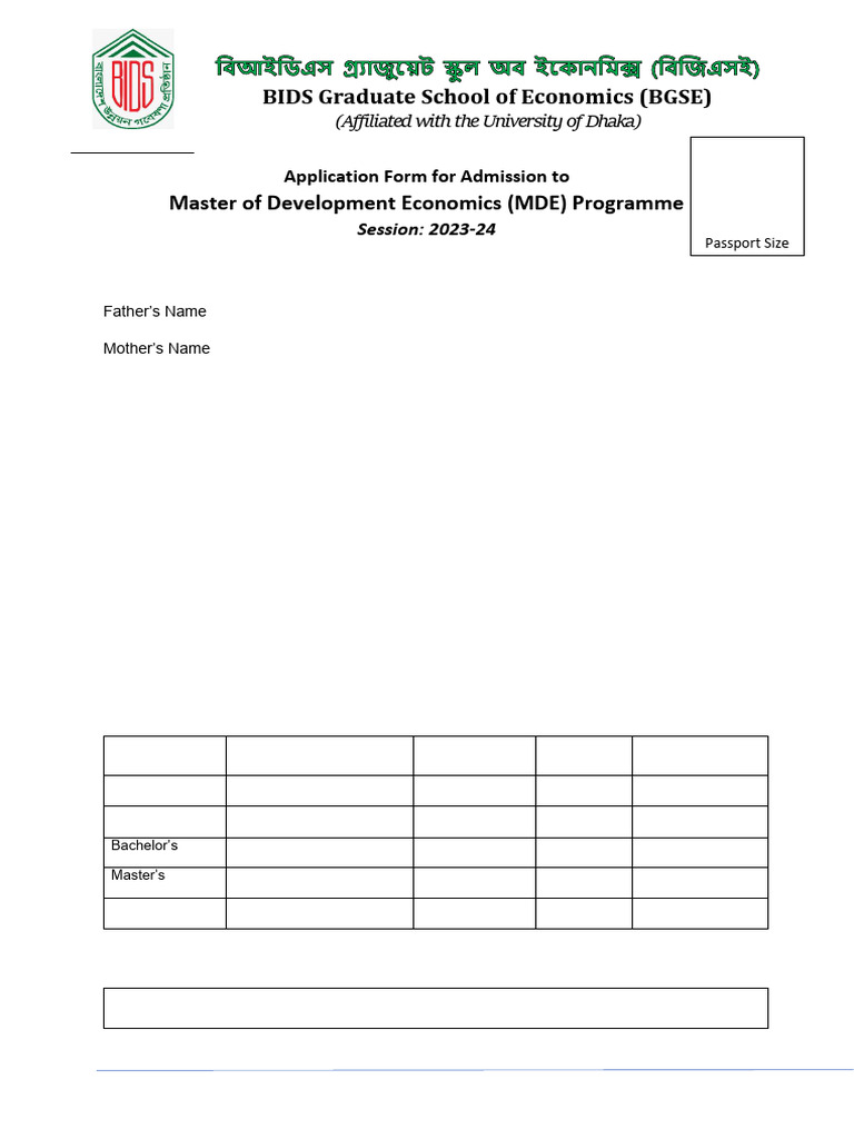BGSE Admission Application Form - MDE - 2023-24 | PDF