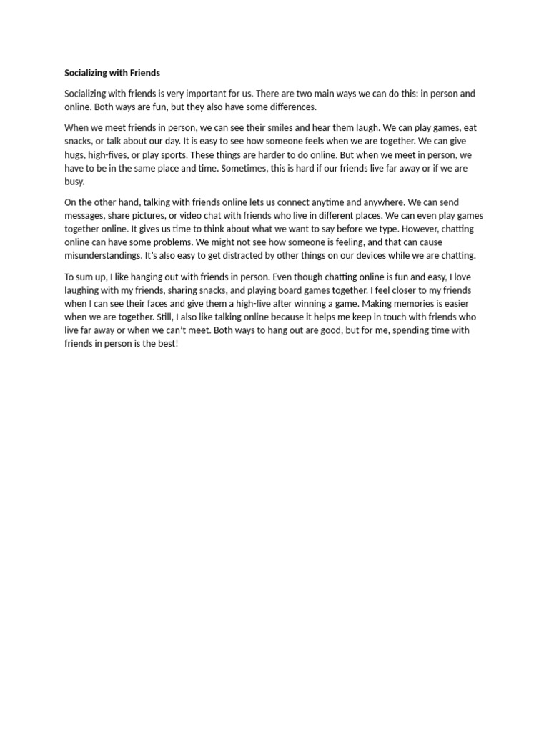 Socializing With Friends | PDF