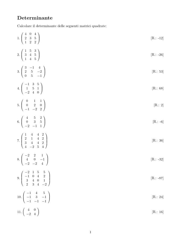 Esercizi Determinante | PDF