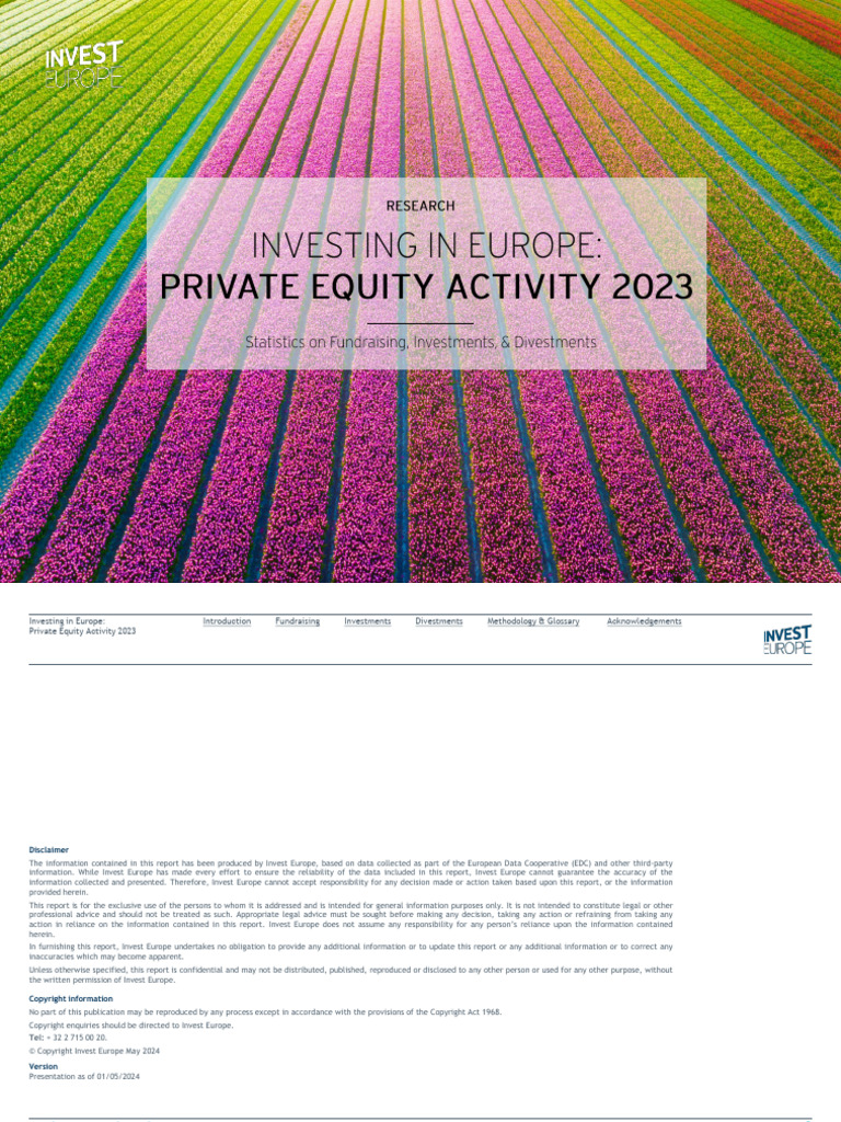 Invest Europe - Pe Activity Data 2023 Report | PDF