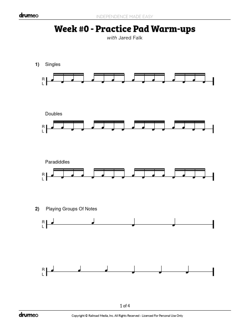 Ime w00 Practice Pad Warm Ups | PDF