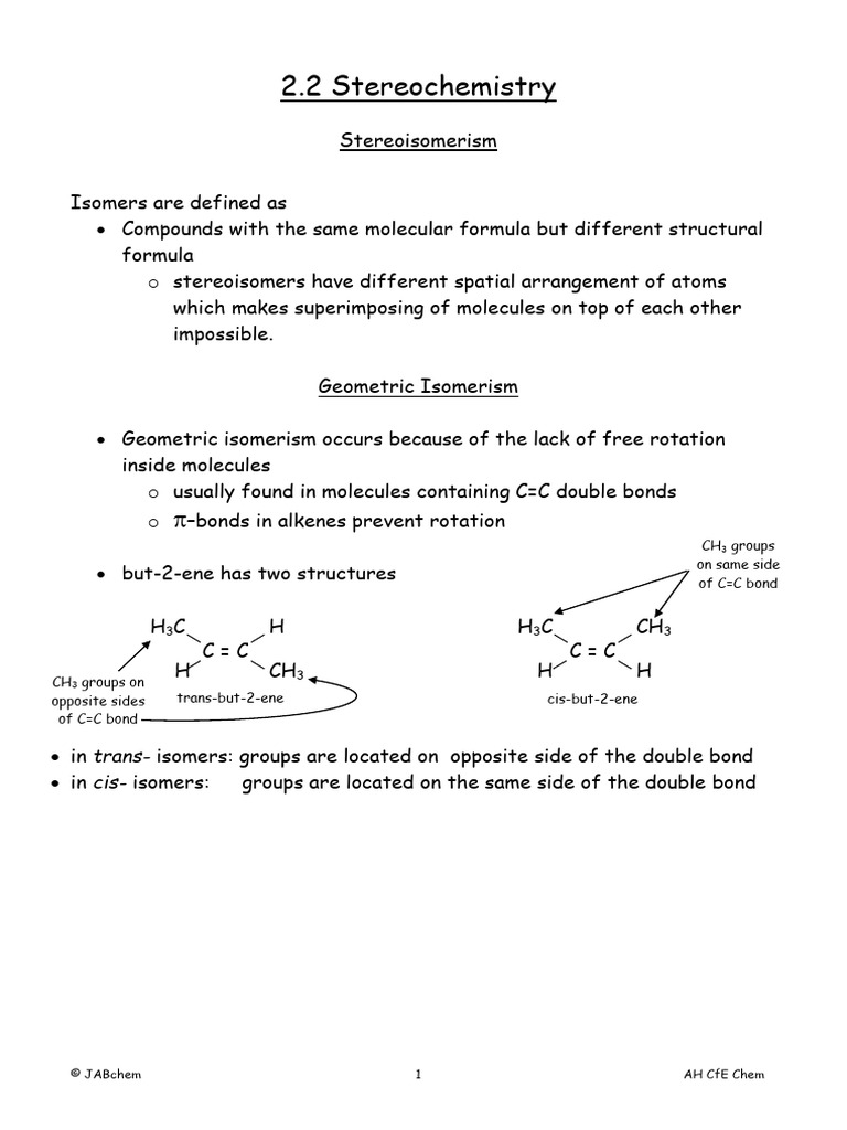 2.2 AH CfE Chemistry Notes | PDF | Isomer | Organic Chemistry