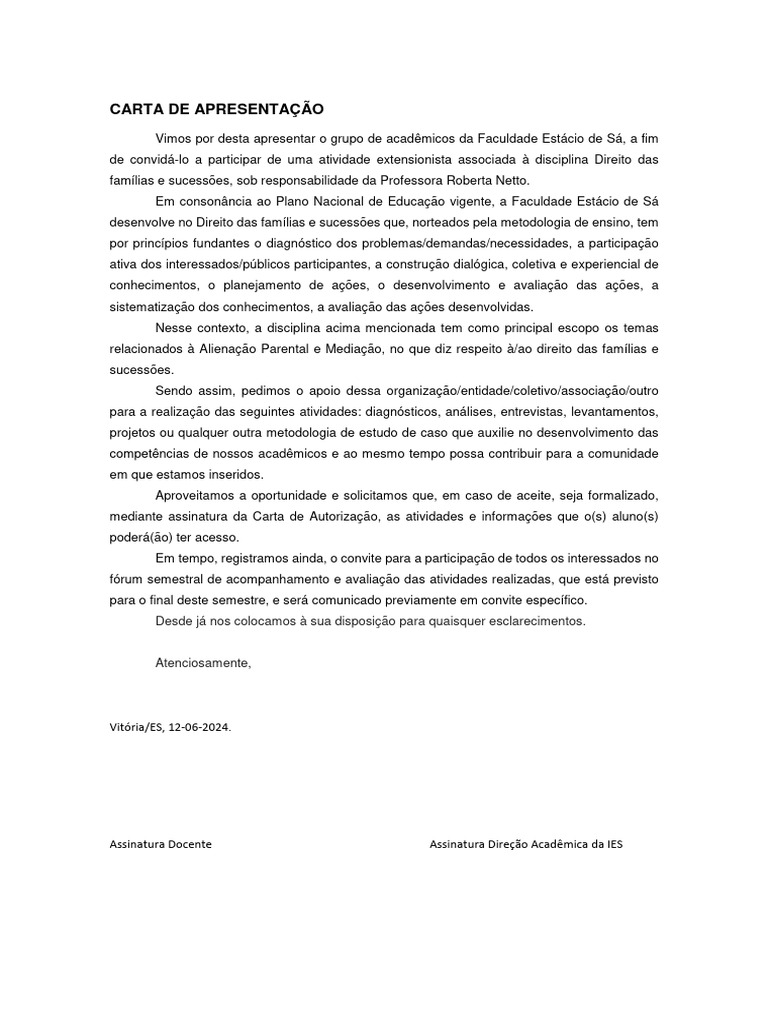 Carta de Apresentacao | PDF