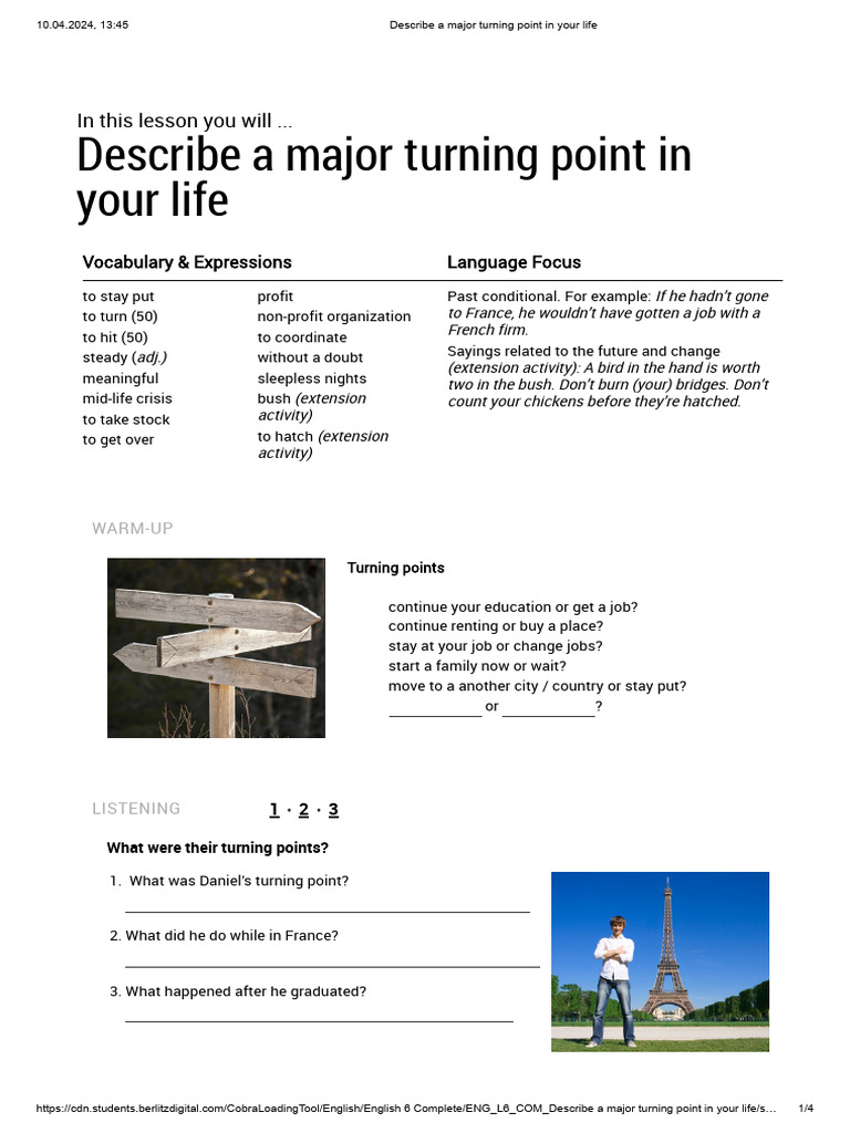 Describe A Major Turning Point in Your Life | PDF