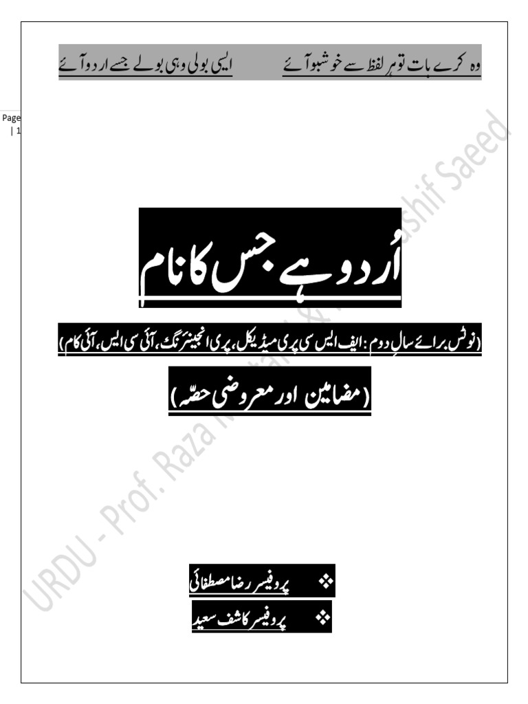 ESSAY and OBJECTIVE Part-2 (URDU NOTES) | PDF