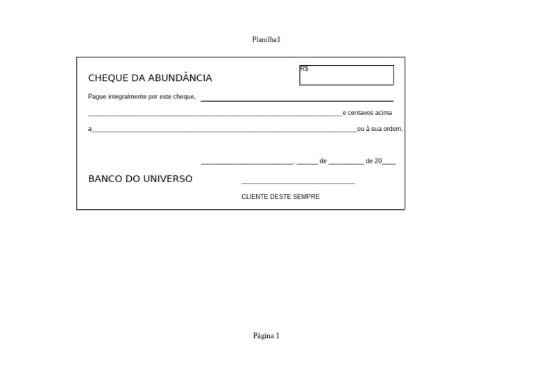 Cheque Do Universo | PDF