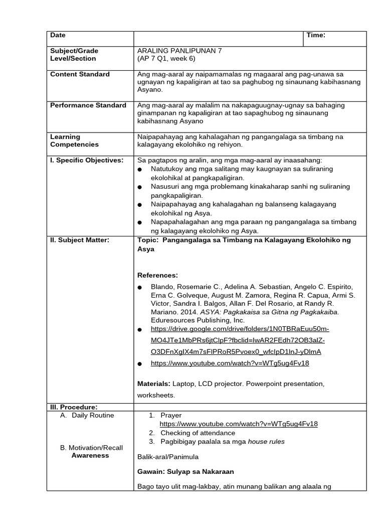 LP AP7 - Q1 - Week 6 - TINGSON | PDF