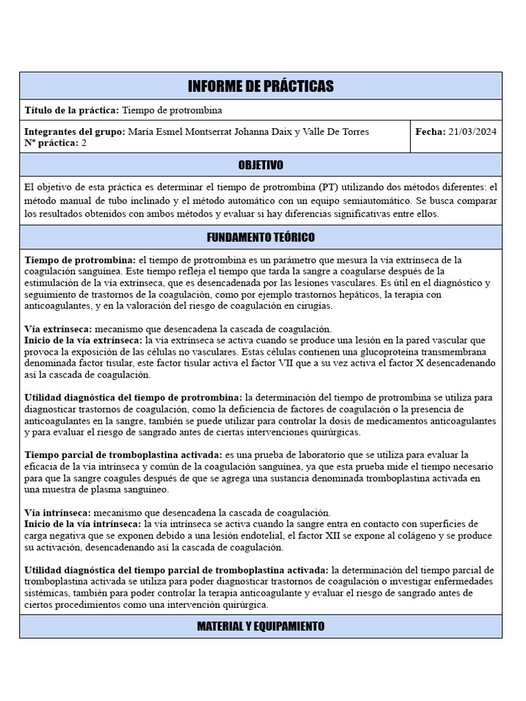 UF2 - Práctica - 2 - Tiempo de Protrombina | PDF
