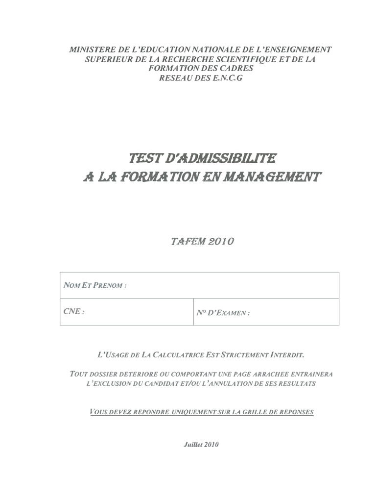 Encg Tafem 2010 | PDF